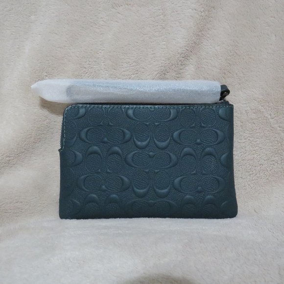 Coach | Bags | Coach Embossed Corner Zip Wristlet In Signature Leather ...